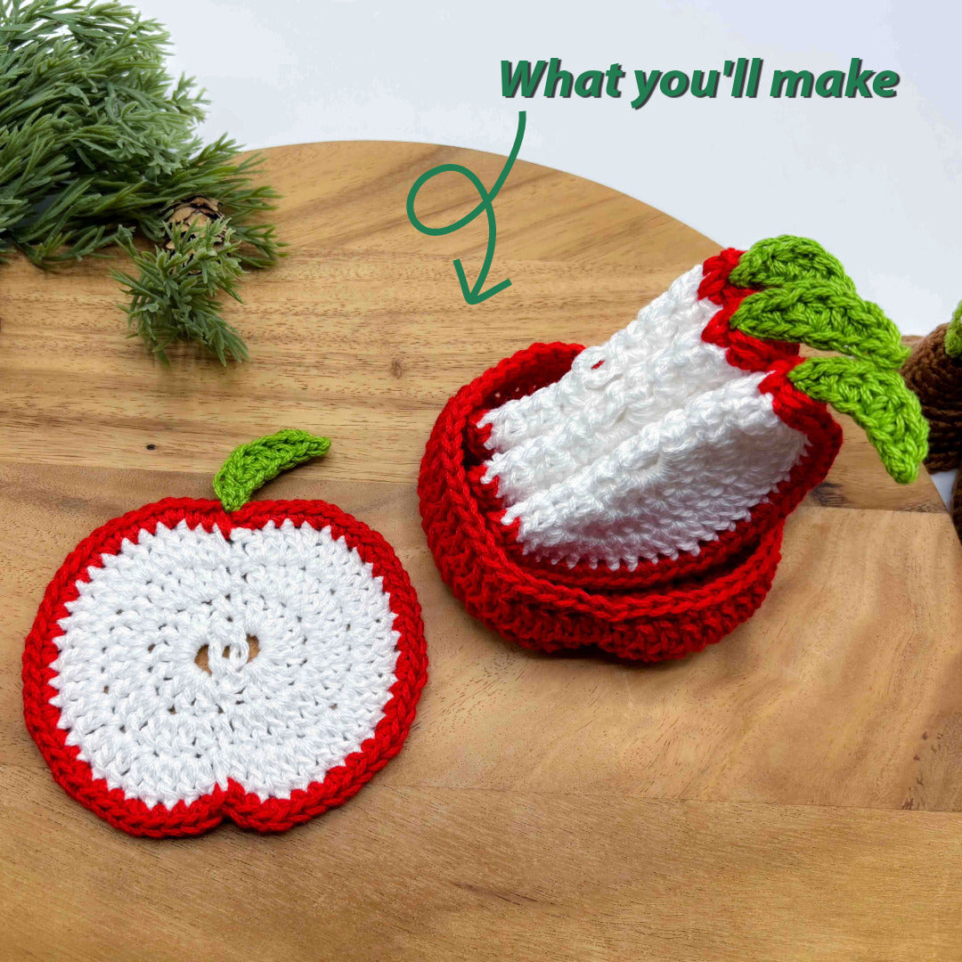 Apple Slices Coaster Set Crochet Kit – XY Craft Studio