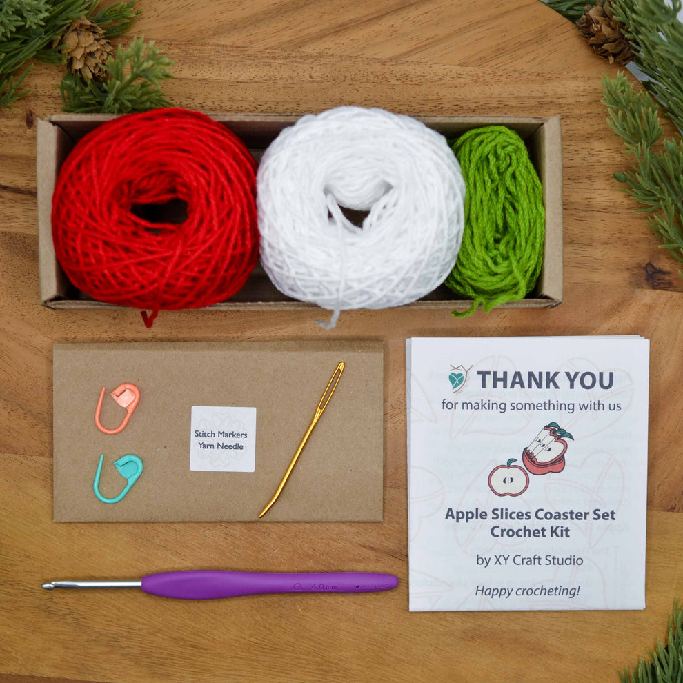 Apple Slices Coaster Set Crochet Kit – XY Craft Studio